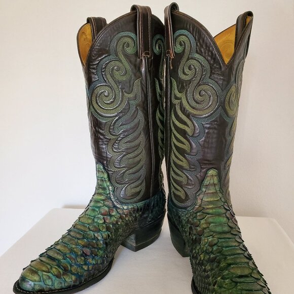 Tony Lama | Shoes | Tony Lama 9 2 Painted Blue Green Black Western ...